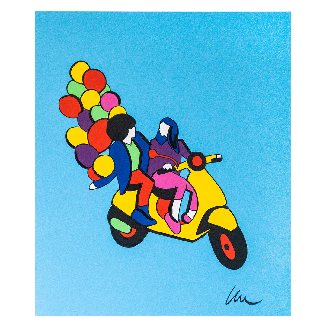 Marco Lodola - Vespa - Opera Unica - Tecnica Mista su Tela – Fatti d'Arte